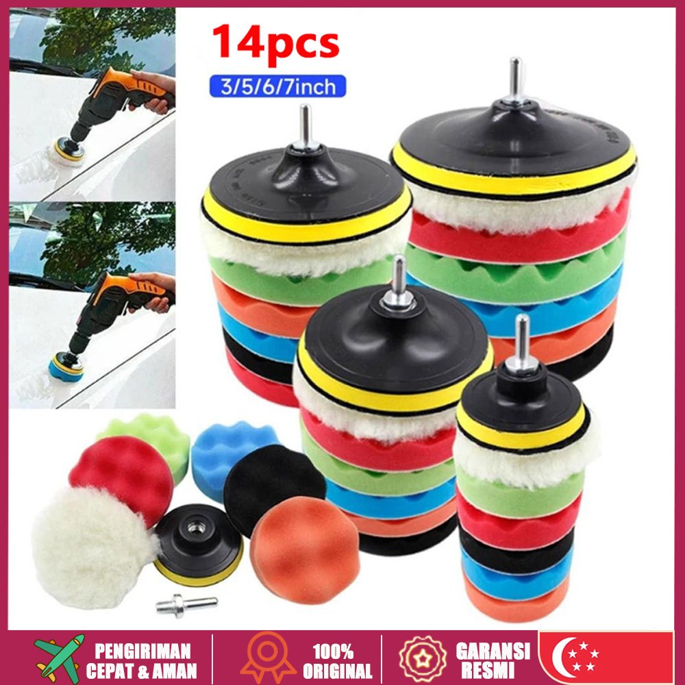(🔥SG stock🔥 ) 14Pcs Car Polishing Kit Polish Pad 3/5/6/7/11 Inch Car ...