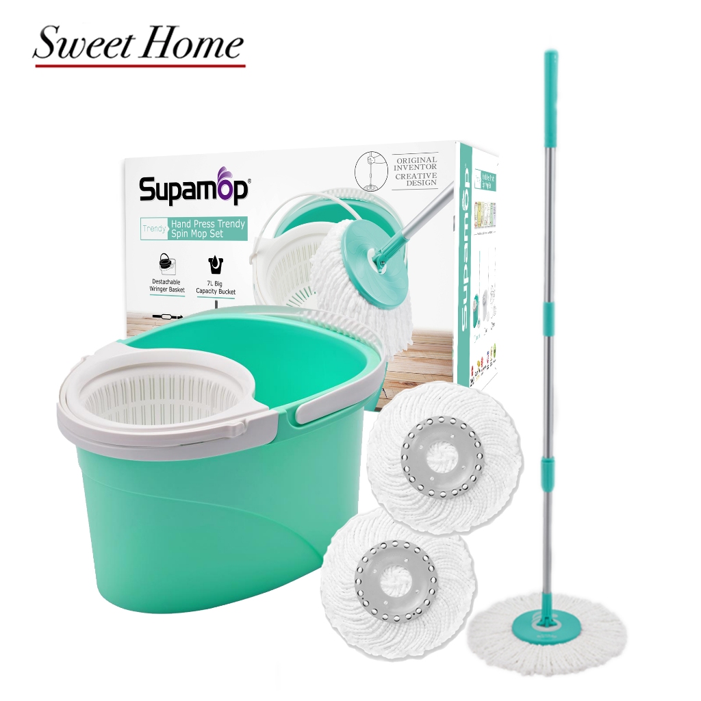 [SupaMop] Trendy S220 Hand Press Spin Mop Set 1 Year Warranty Free 2 ...