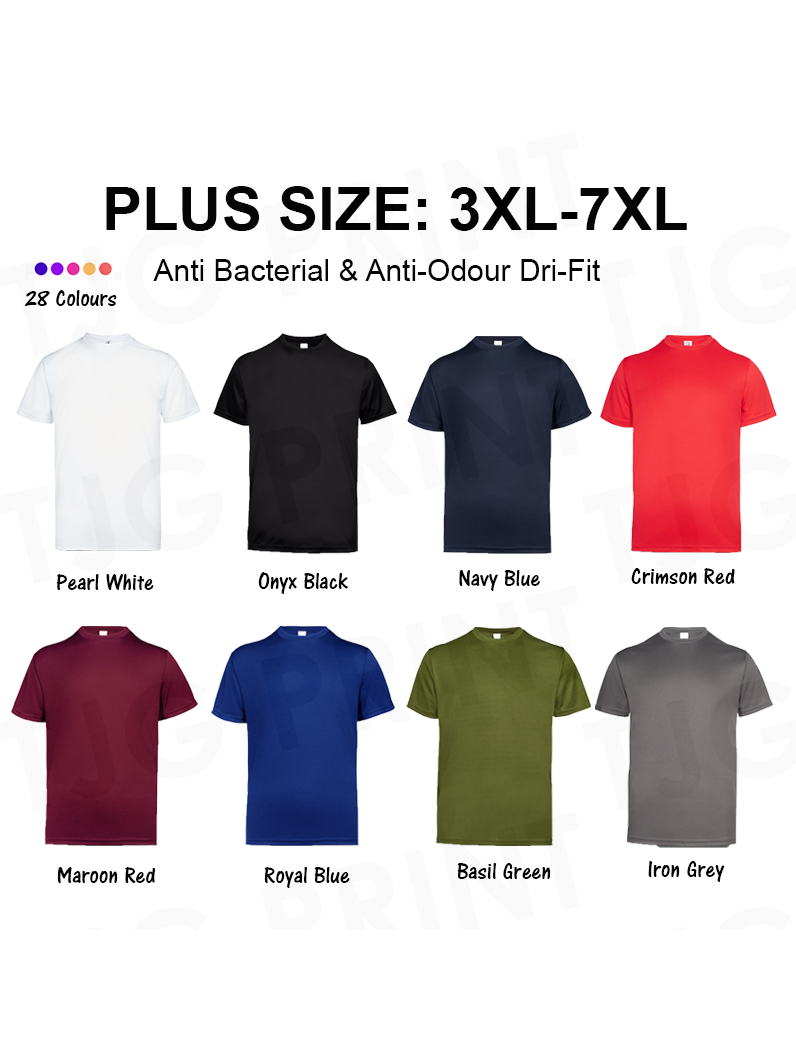 *PLUS SIZE* (3XL-7XL) Dri-Fit T-Shirt Anti Bacterial & Anti Odour ...