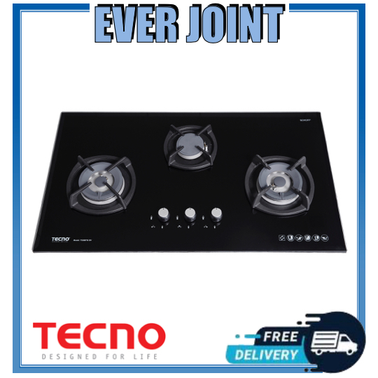 Tecno T3388TGSV /T 3388TGSV 3-Burner Glass Cooker Hob with Inferno Wok ...