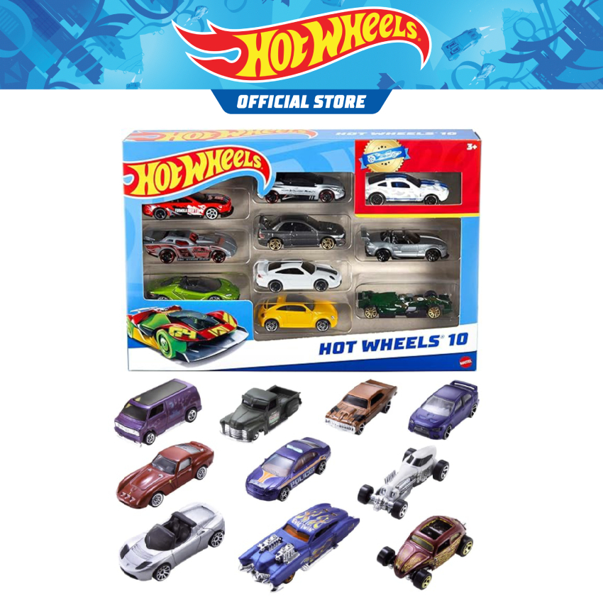 Hot Wheels 10-Car Pack 1:64 Scale Basic Toy Car Or Truck - Assorted ...