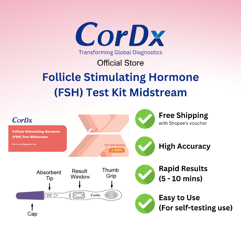CorDx Follicle Stimulating Hormone (FSH) ART Self-Test Kit (1 Test/2 ...