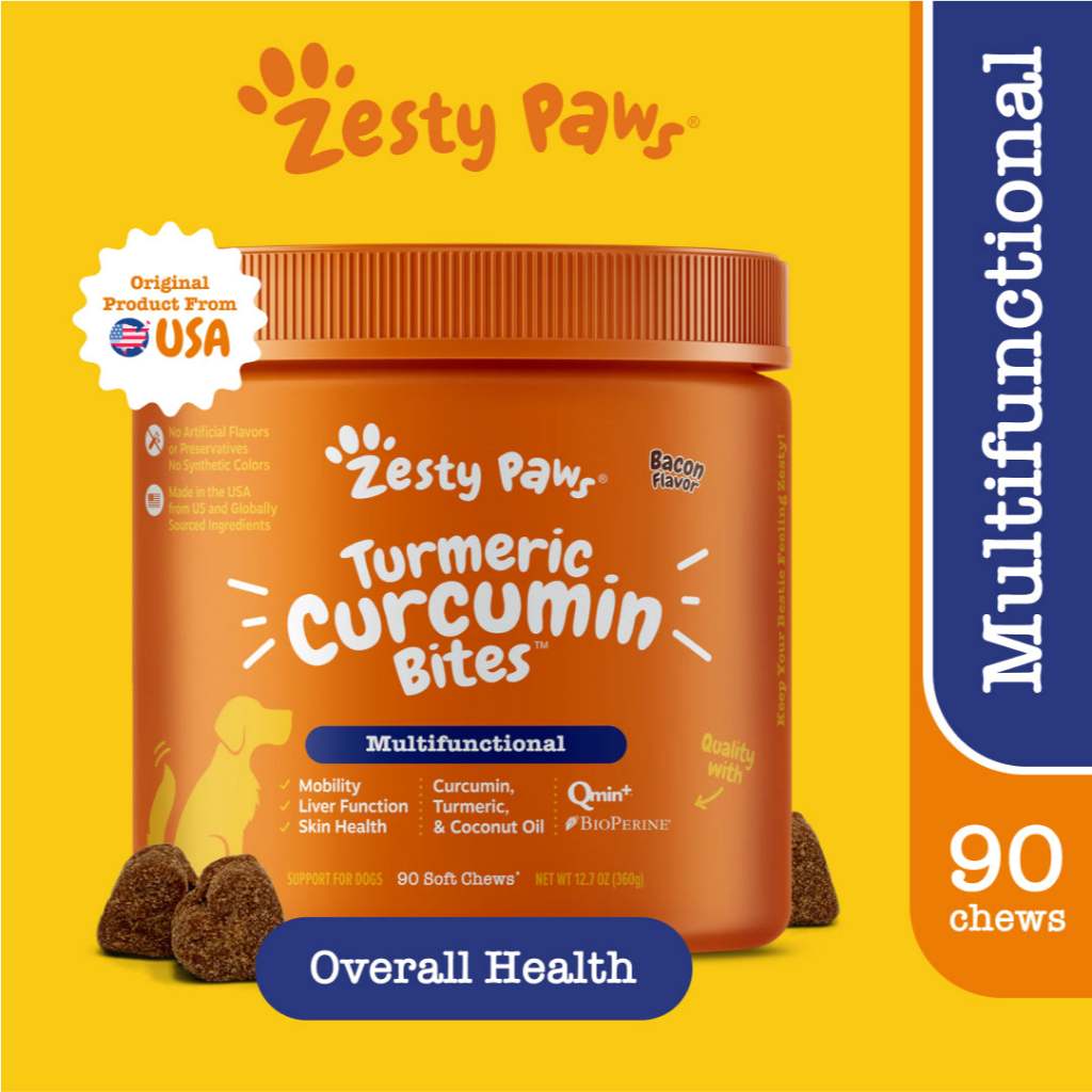Zesty Paws Turmeric Curcumin Bites for Dogs - Bacon Flavor (90 Soft ...