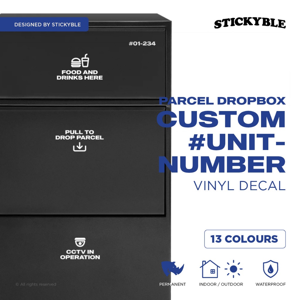 Custom Unit Number Vinyl Decal Sticker For Parcel Delivery Dropbox ...