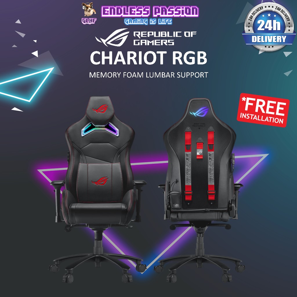 ASUS ROG Chariot RGB Gaming Chair (RGB Lighting, Adjustable Headrest ...