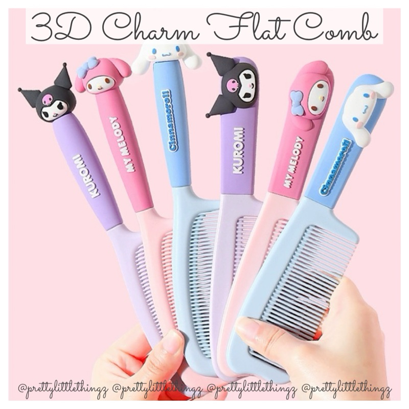 * SG READY STOCK * Sanrio 3D Charm Flat/Round Comb (Melody, Kuromi ...