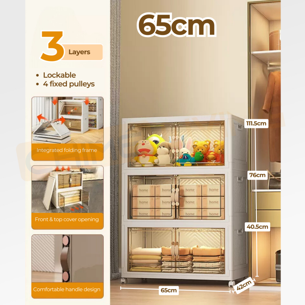 Foldable Folding Cabinet Wardrobe with Wheels | Collapsible Drawer ...
