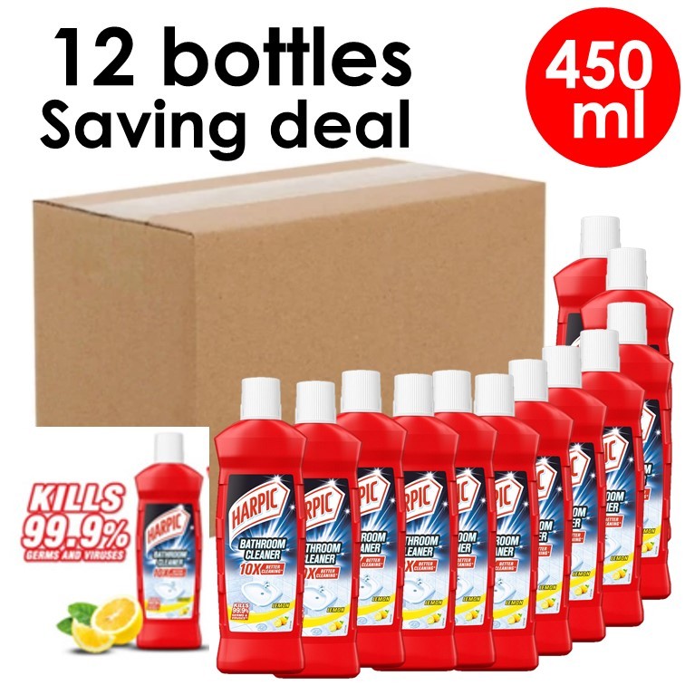 Harpic Lemon Toilet Bathroom Cleaner 450ml Multi- Surface Cleaner Kill ...