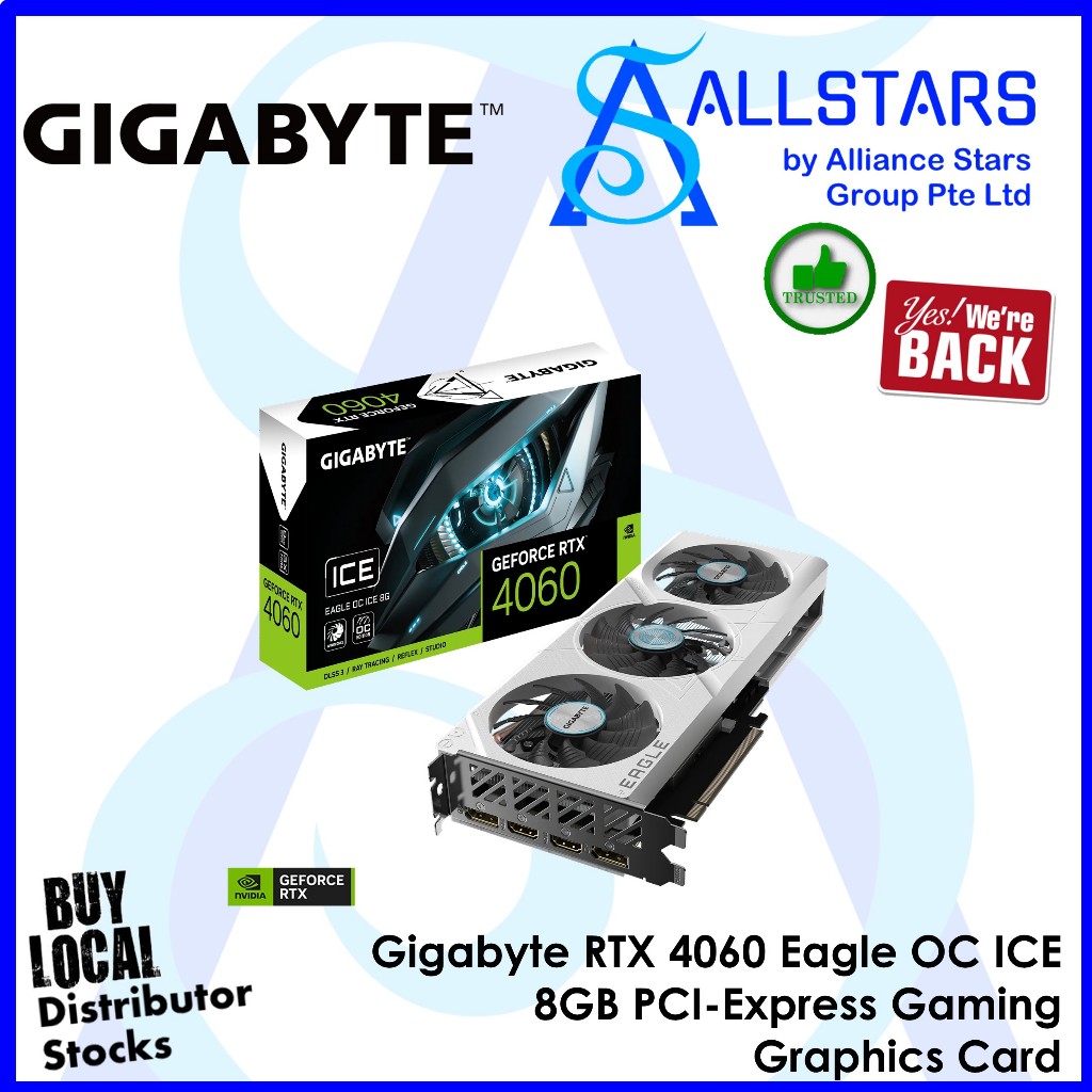 (ALLSTARS) Gigabyte RTX 4060 Eagle OC ICE 8GB PCI-Express Gaming ...