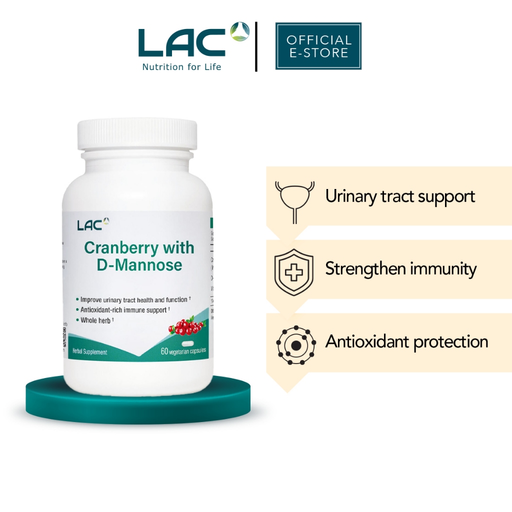 [LAC HERBS] Cranberry with D-Mannose (60 vegetarian capsules) | Shopee ...