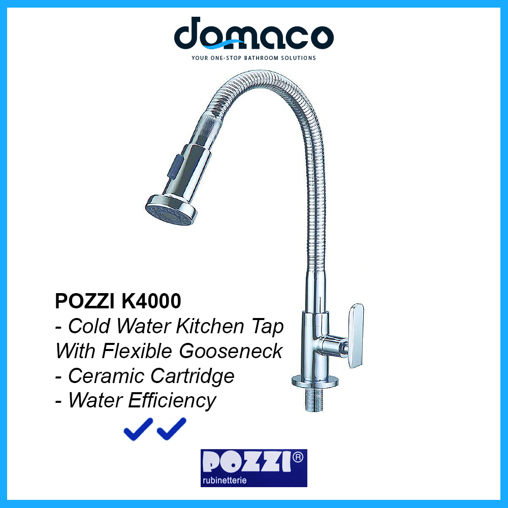 Pozzi K4000 Chrome With Flexible Gooseneck Kitchen Sink Tap | Shopee ...