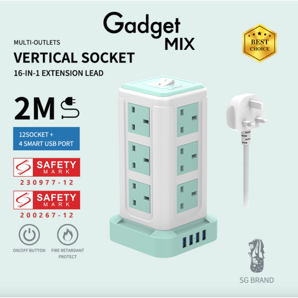 SG The FIRST SAFETY MARK Tower Extension Socket - Gadget MIX Diginut ...