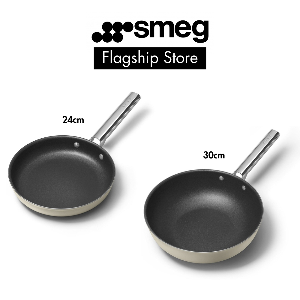 SMEG Bundle Frying Pan 24cm + Wok 30cm, Available in 3 Colours, 50's ...