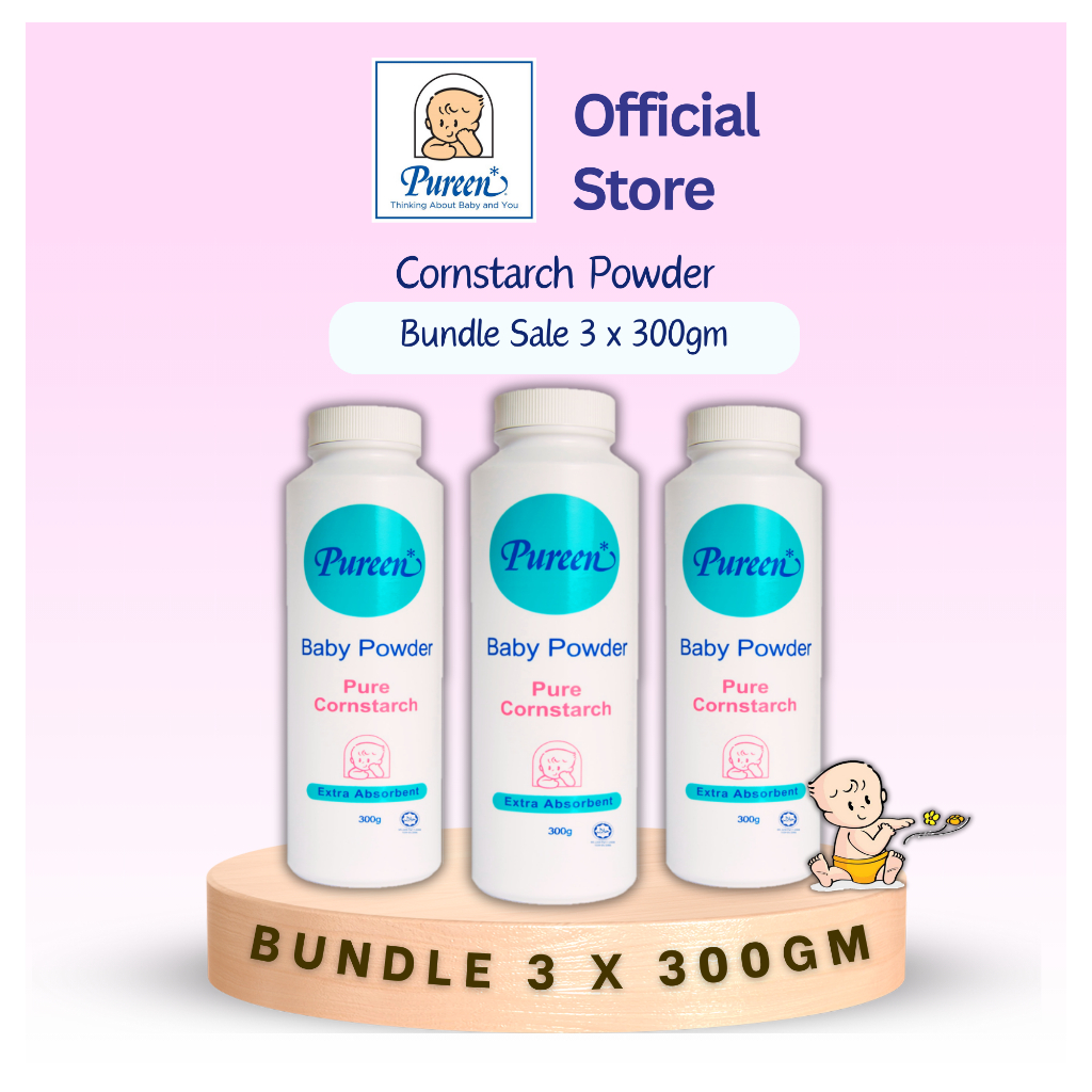 Pureen Cornstarch Powder 300g x 3 (Bundle Sale) | Shopee Singapore