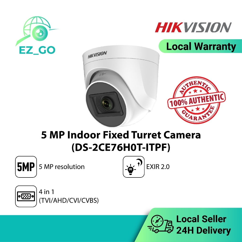 [BEST SELLER] Hikvision 5MP Analog CCTV DS-2CE76H0T-ITPF Indoor Fixed Turret Analog Camera ...