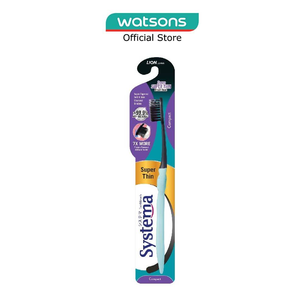 SYSTEMA Super Thin 3mm Charcoal Bristle Toothbrush Compact Soft 1s ...