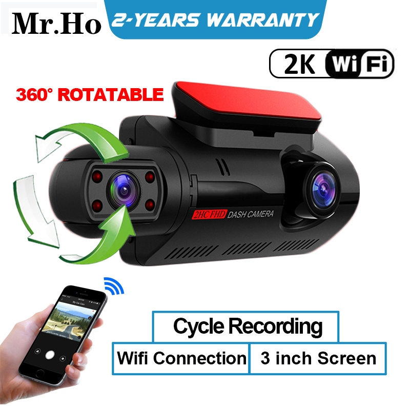 Mr.Ho HD10 2K WIFI Dashcam for car 3'' Inch Dual Lens Car camera front ...