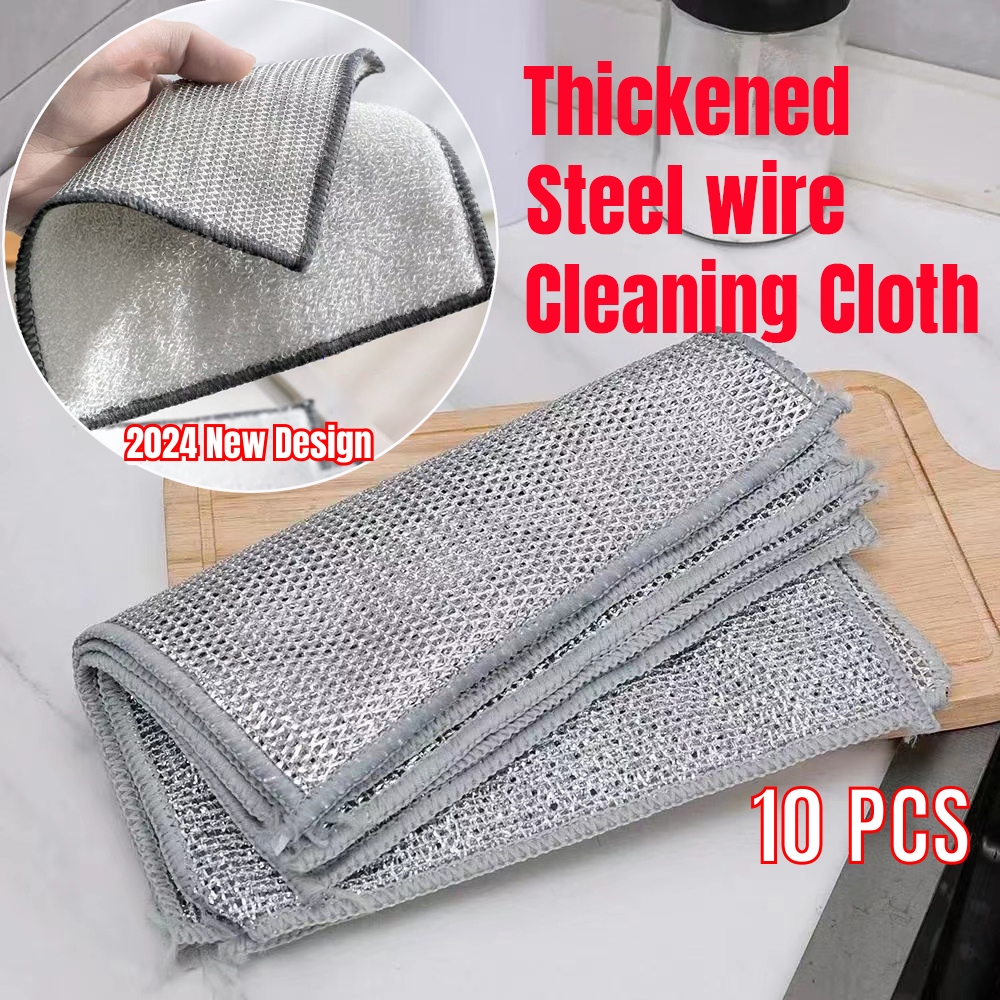 Three Layers of Thickened Dishrag/Non-Scratch Steel Wire Dishcloths ...