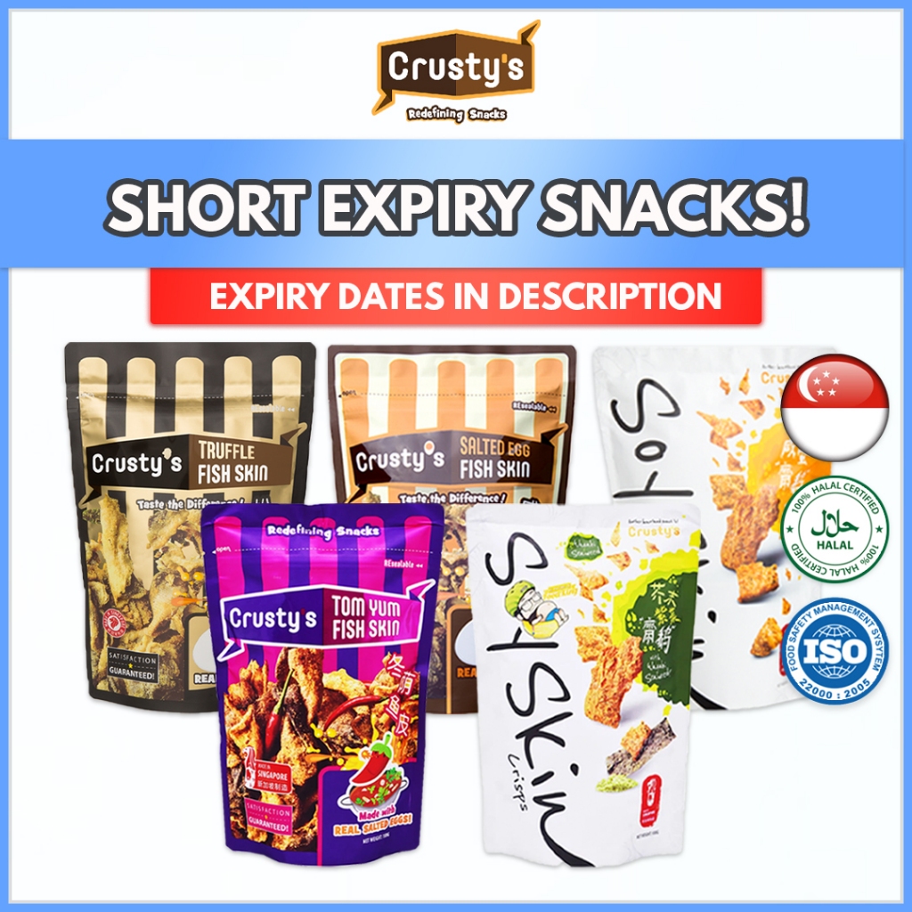 Crusty's Salted Egg Fish Skin Soy Skin Potato Chips 100g, Short Expiry ...