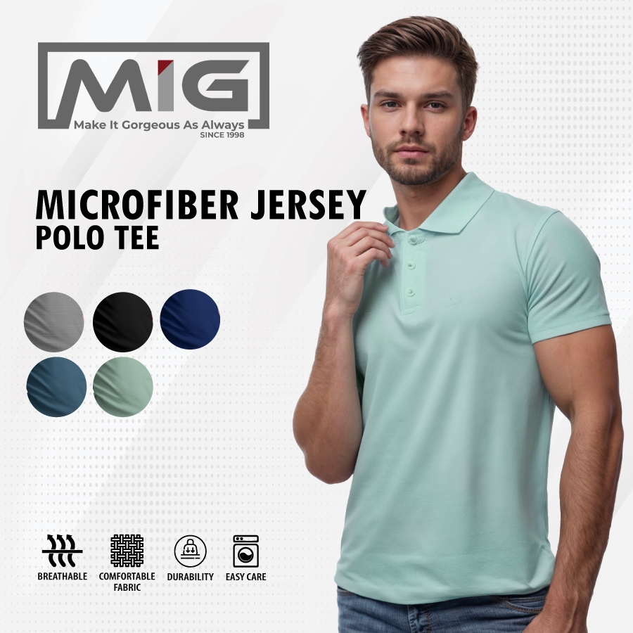MIG Microfiber 150gsm Quick Dry Collar Short Sleeve Unisex Plain Polo T ...