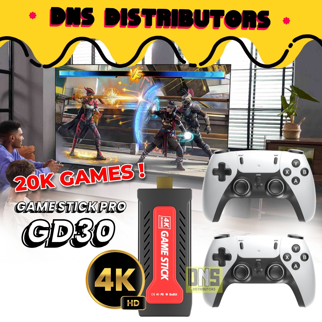 GD30 Portable TRUE 4K TV Video Retro Game Console 2.4G Wireless ...