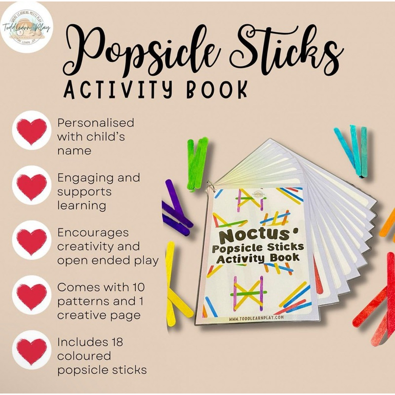 Popsicle Sticks Acitivty Book | Quite book | Busy Book | Book for ...