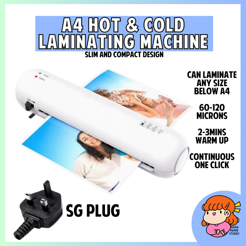 🇸🇬 A4 Portable Laminator Laminating Machine Hot and Cold for Home Office Projects Slim Light SG ...