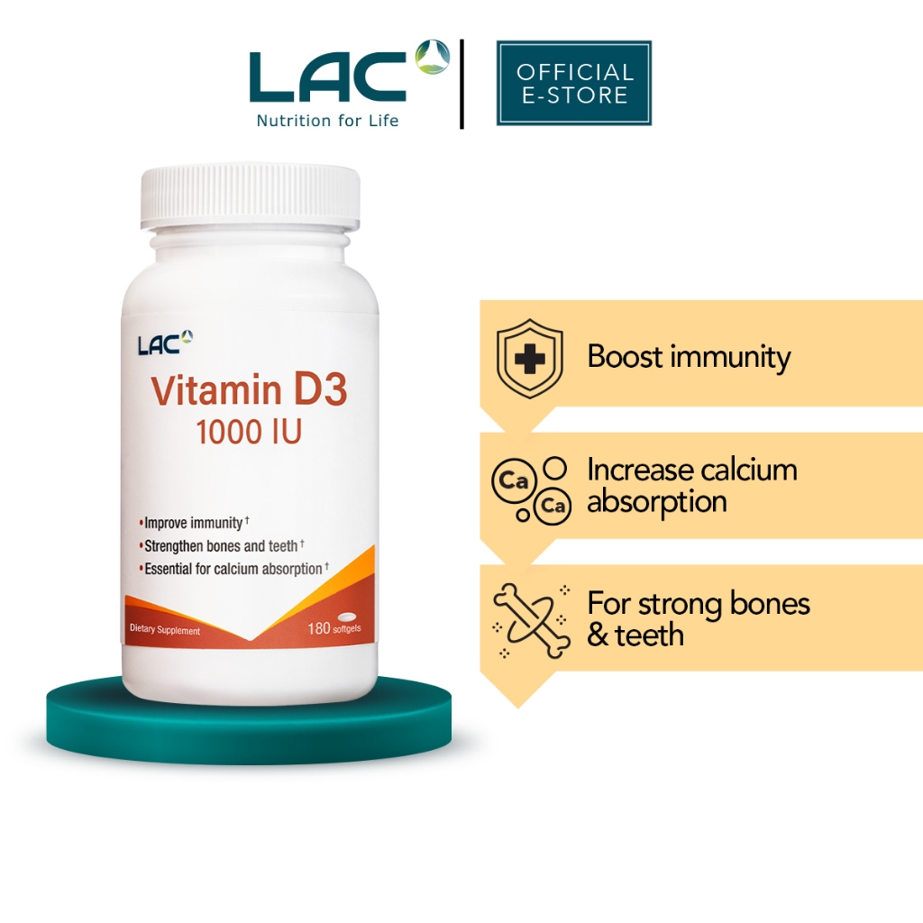 [LAC VITAMINS] Vitamin D3 1000 IU (180 softgels) | Shopee Singapore