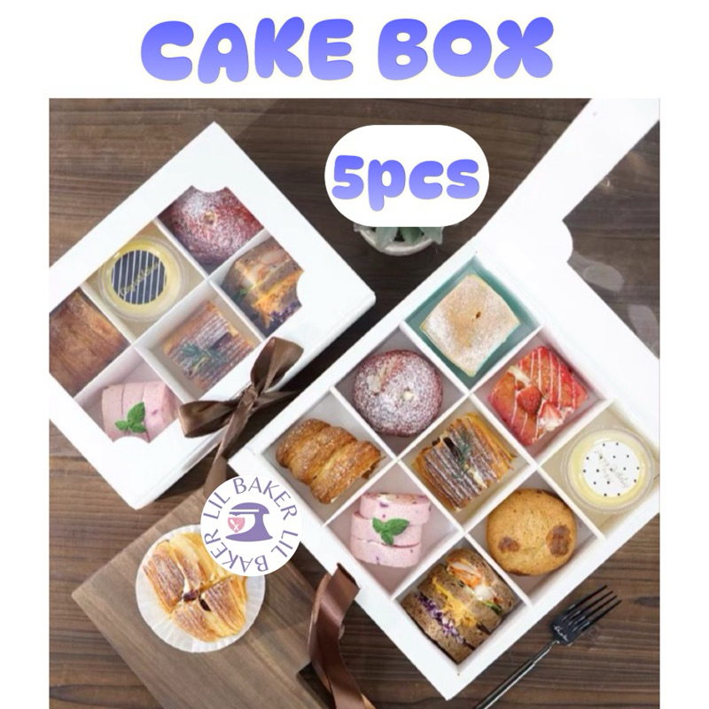 [LIL BAKER] TART BOX CAKE PUFF EGG TART BOX 9 PARTITION WITH RIBBON ...