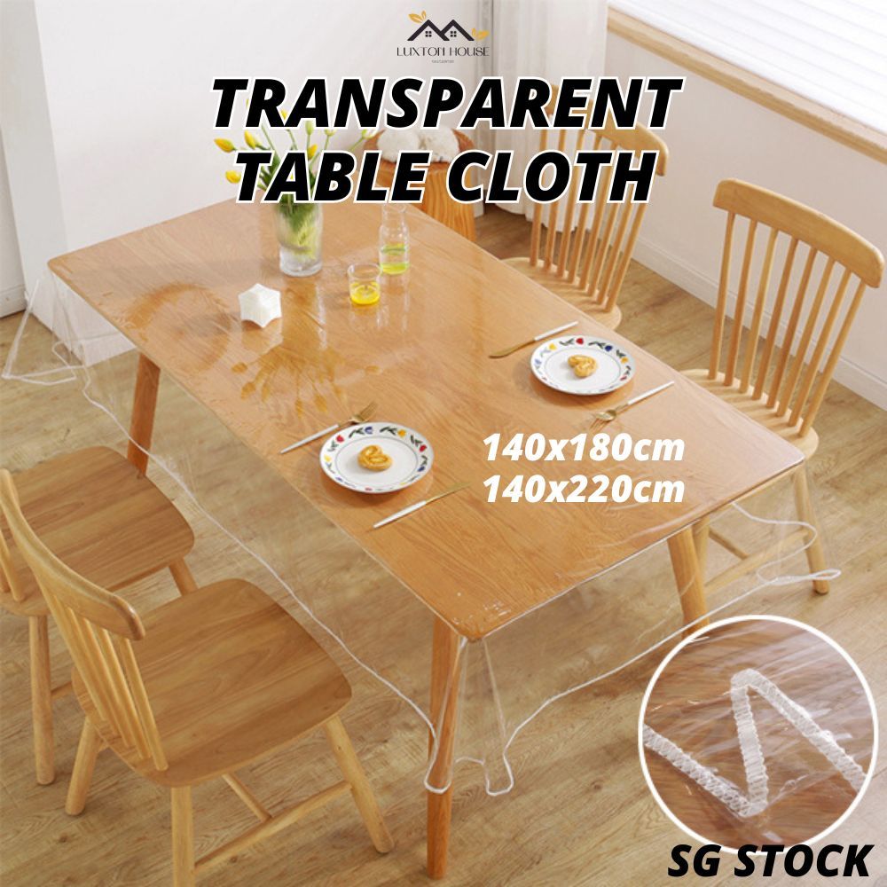 {SG} Transparent Table Cover PVC Square Table Cloth Waterproof Oil ...