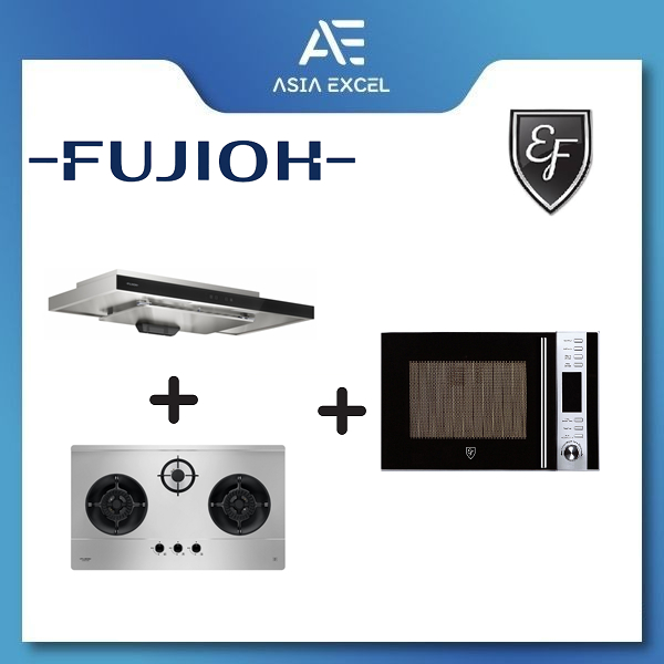 FUJIOH FR-MS2390R 90CM SLIMLINE HOOD + FUJIOH FH-GS6530 SVSS 3 BURNER ...