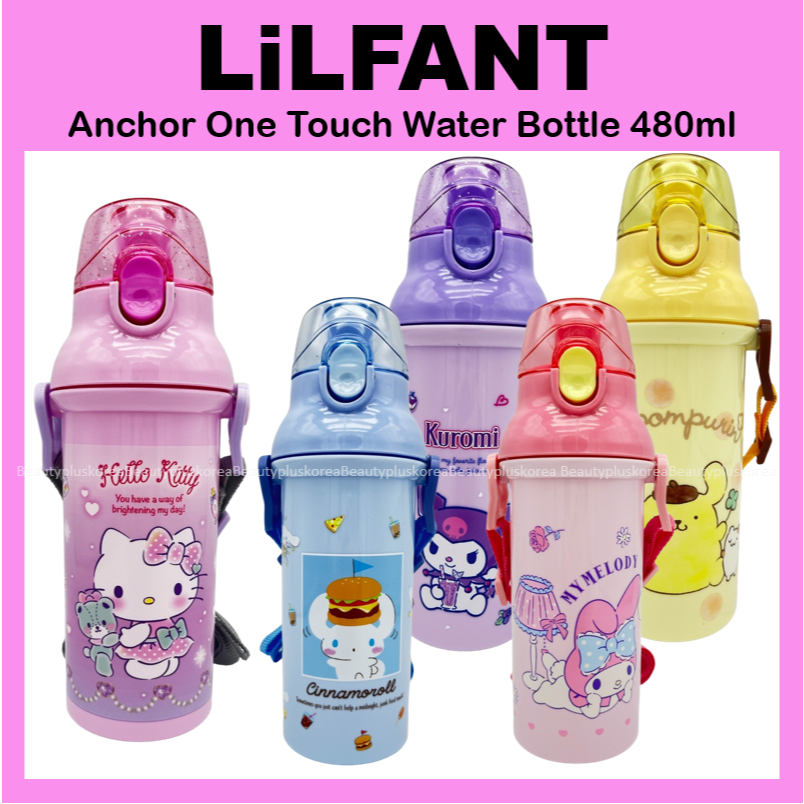 [LILFANT] Anchor One Touch Water Bottle 480ml (Kitty Cinnamoroll Mymelody Kuromi Pompompurin ...