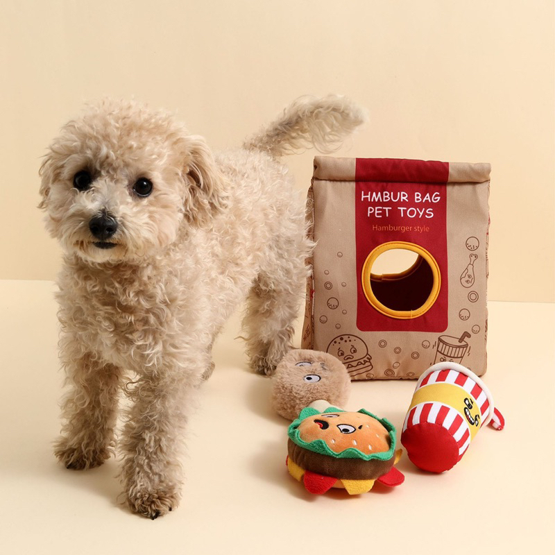 [SG Seller]4-in-1 Dog Toy Hamburger Pouch, Dog Enrichment Toys ...