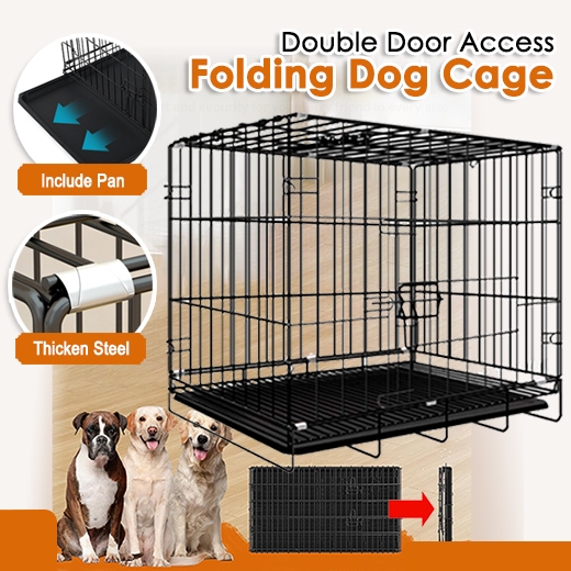 🇸🇬 Double Door Foldable Dog Cage With Removable Tray / Folding Metal ...