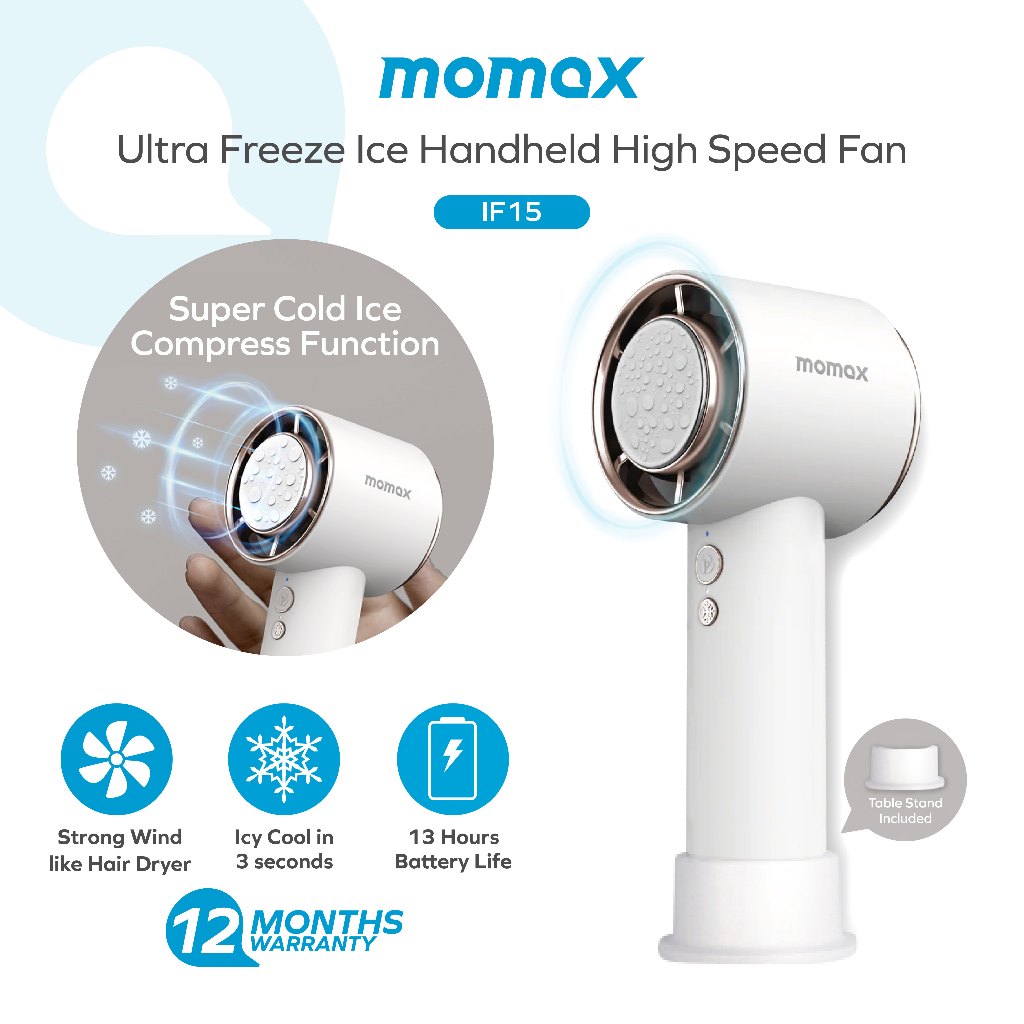 Momax IF15 Ultra Freeze Ice Handheld High Speed Fan | Shopee Singapore