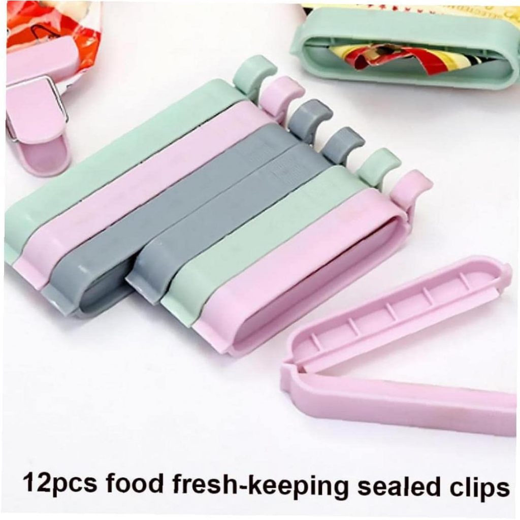 12 Pieces Food Clips, Plastic Food Bag Clips Reusable Bag Clips for ...