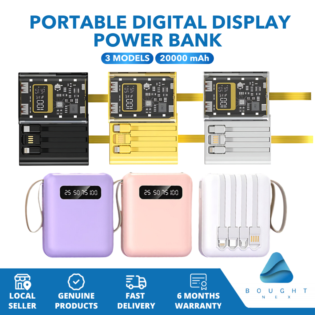 YM493s/YM764/YM690 20000mAh Magnetic Power Bank - Digital Display, 4 ...