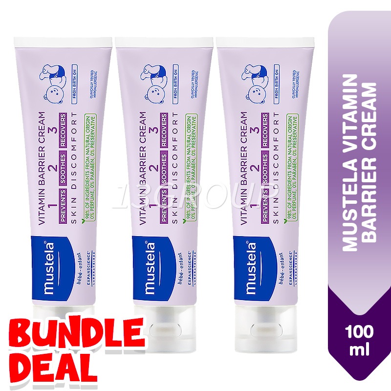 Mustela Vitamin Barrier Cream Baby Diaper Rash, 100ml (Bundle) | Shopee ...