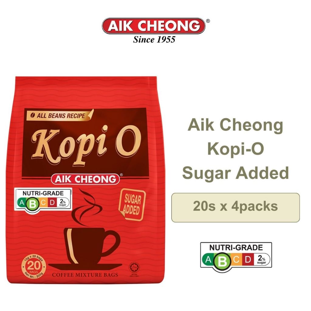 Aik Cheong Kopi O Sugar Added (20s x 4packs) | Shopee Singapore