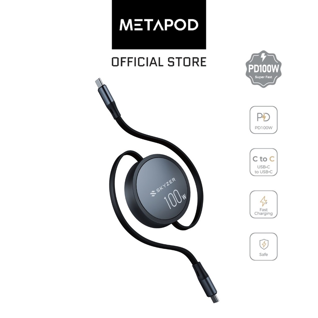 Skyzer RC100 Type C to C Retractable Cable (100W) | Shopee Singapore