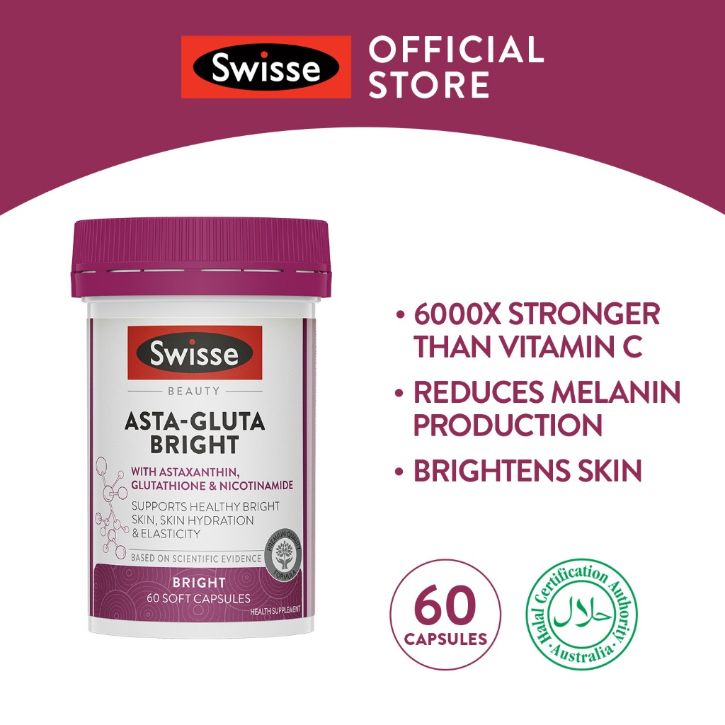 Swisse Beauty Asta-Gluta Bright 60 Caps | Shopee Singapore