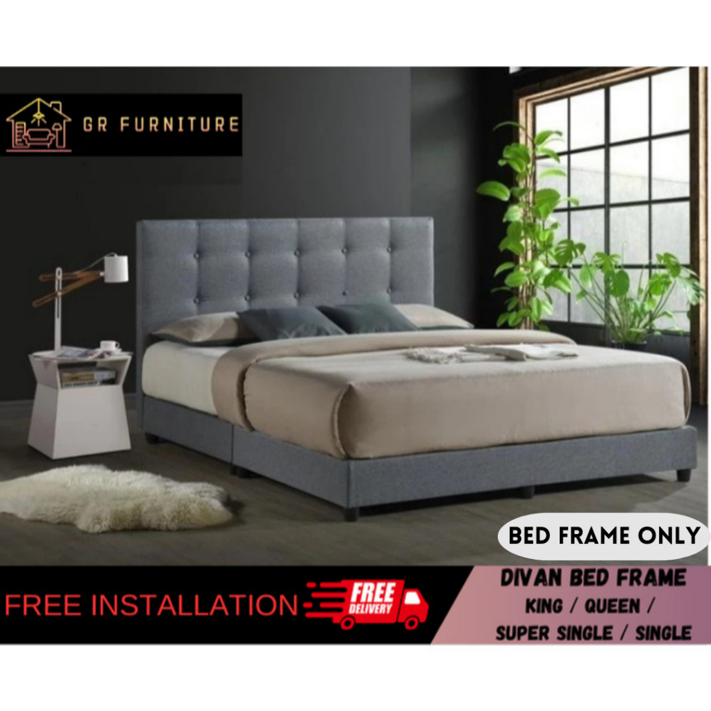 GR Furniture Modern Linen Divan Bed Frame Only In 4 Sizes | Shopee ...