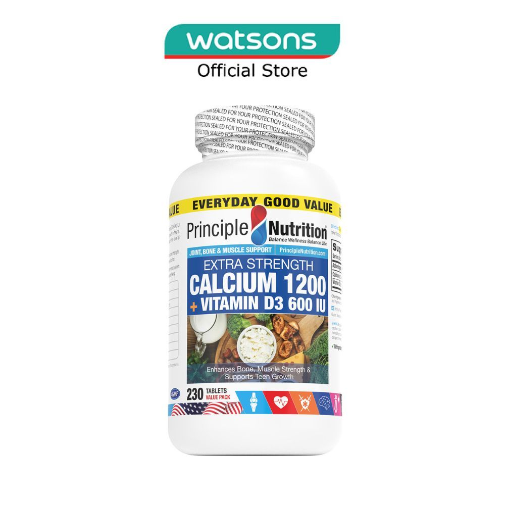 PRINCIPLE NUTRITION Extra Strength Calcium 1200 + Vitamin D3 600 IU ...