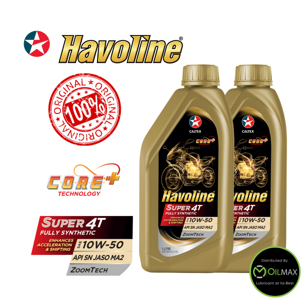 Caltex Havoline Super 4T 10W50 (Fully Synthetic), 1L x 2 bottles ...