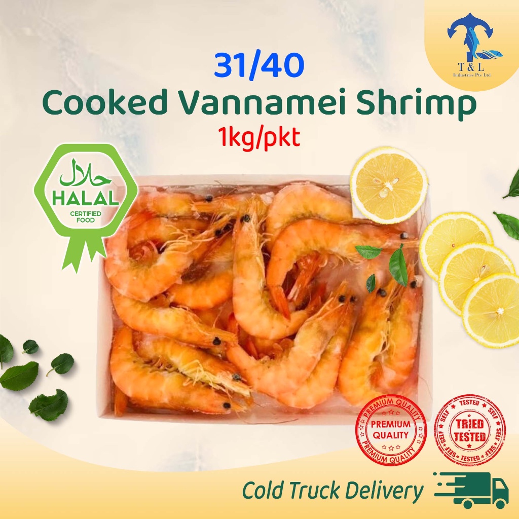 Live Frozen Cooked Prawn Vannamei White Shrimp 31/40 (1kg/pkt) | 美人 虾 ...