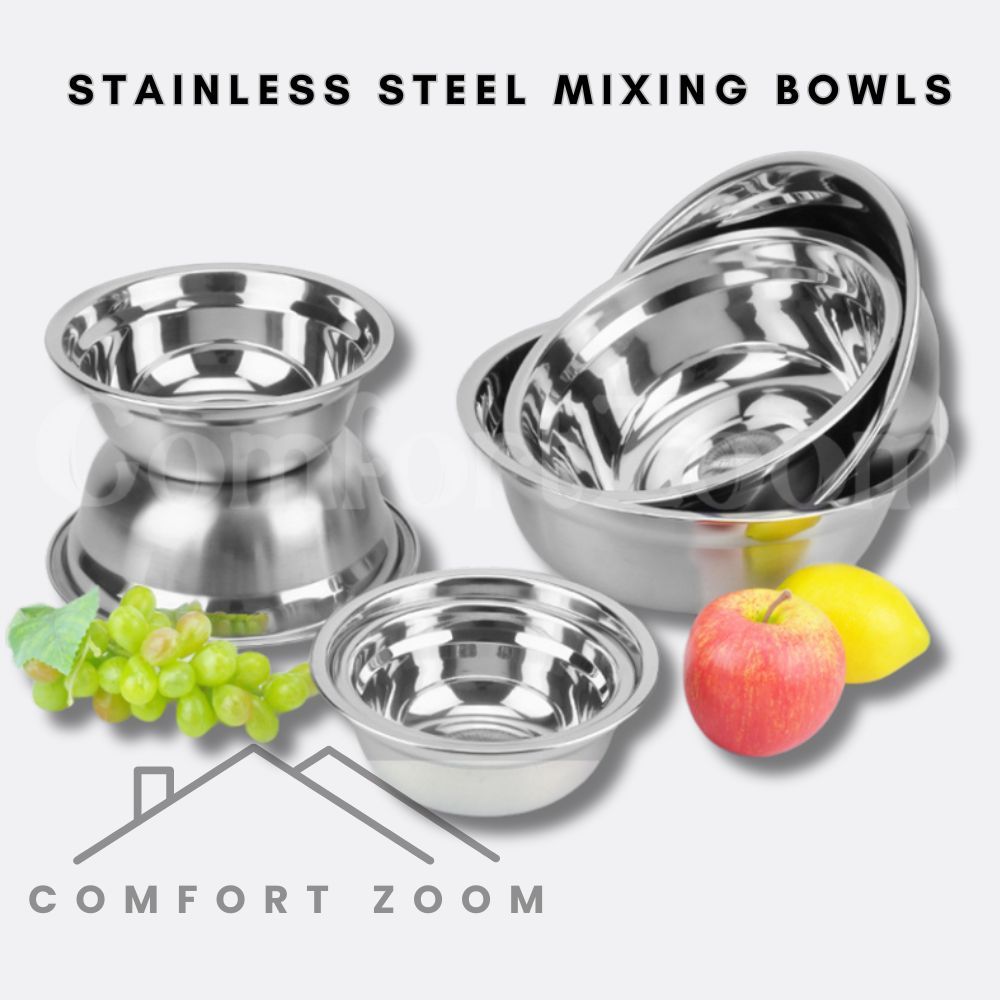 Stainless Steel Mixing Bowls / Stainless Steel Serving Bowls | Shopee ...