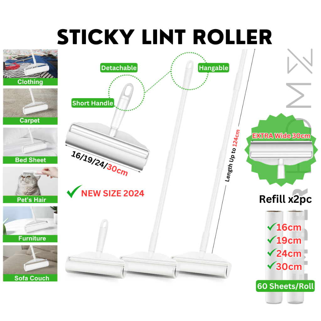 30cm/24cm/19cm/16cm Lint Roller Sticky Roller Mop Dust Remover Sticky ...