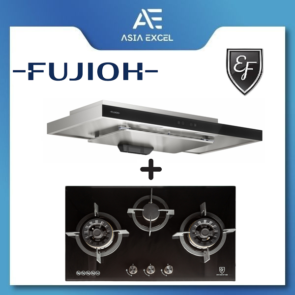 FUJIOH FR-MS2390R 90CM SLIMLINE HOOD + EF EFH 7635 WT VSB 3 BURNER ...