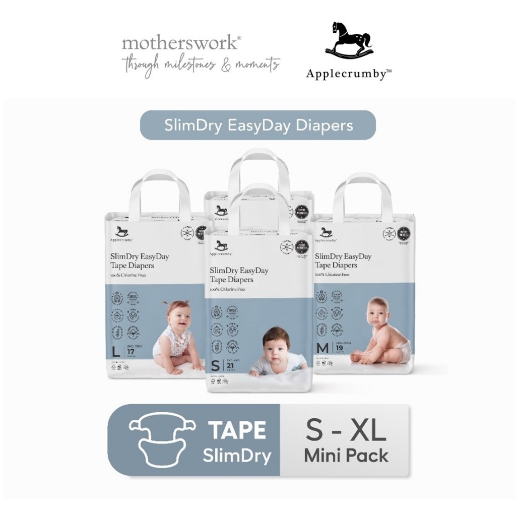 Applecrumby® SlimDry EasyDay Tape Diapers (Mini) | Shopee Singapore