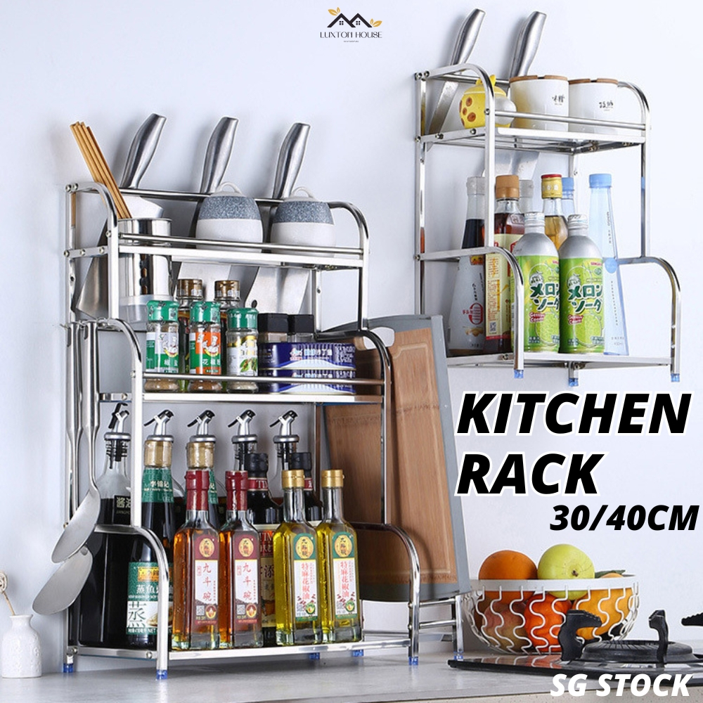 {SG} Stainless Steel Kitchen Rack Spice Rack 2-Tier Kitchen Organizer ...